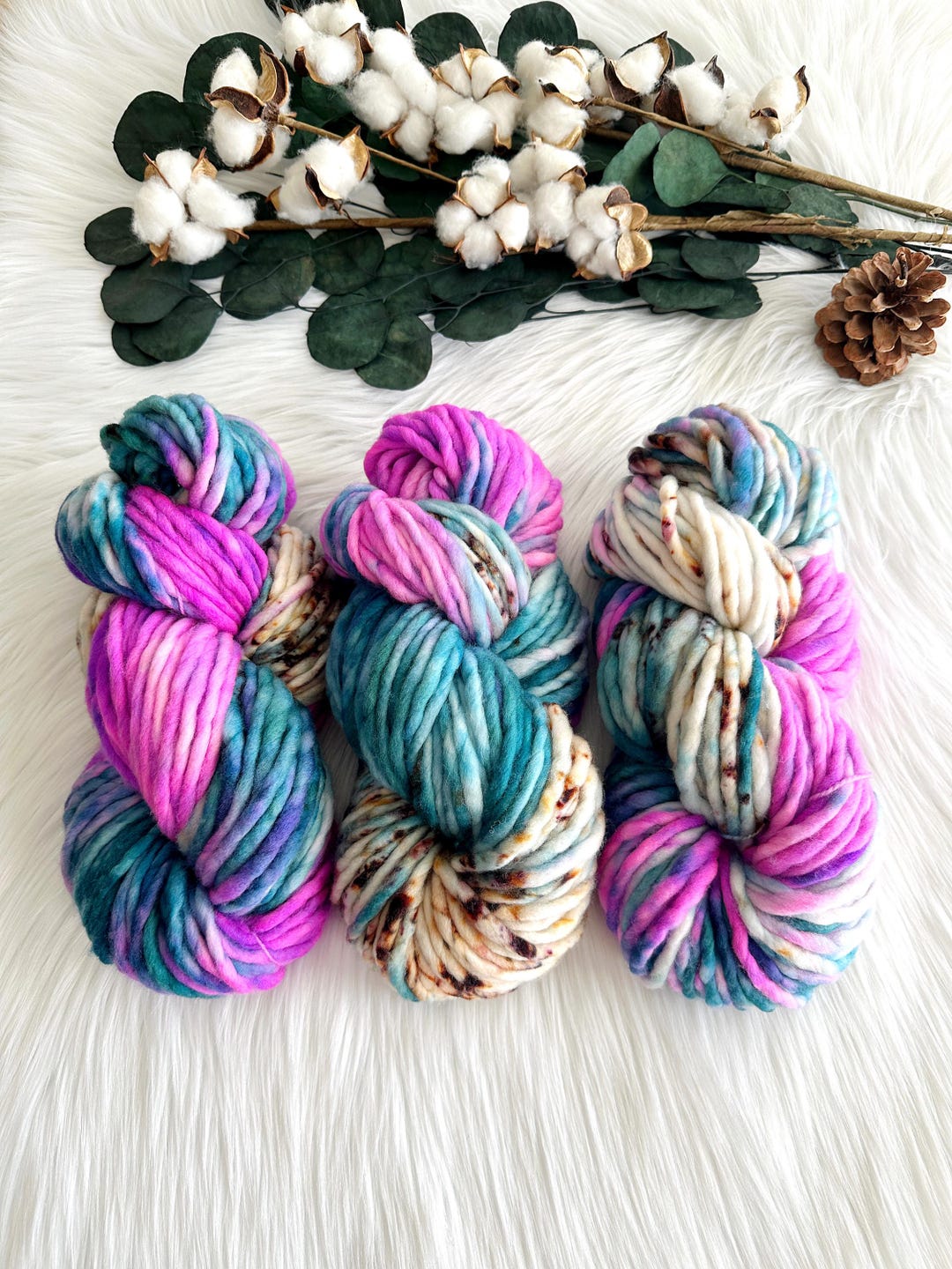 Hand Dyed-super BULKY LUSH Fluff Single Ply Yarn/98 Yd 150 Gram Skein ...