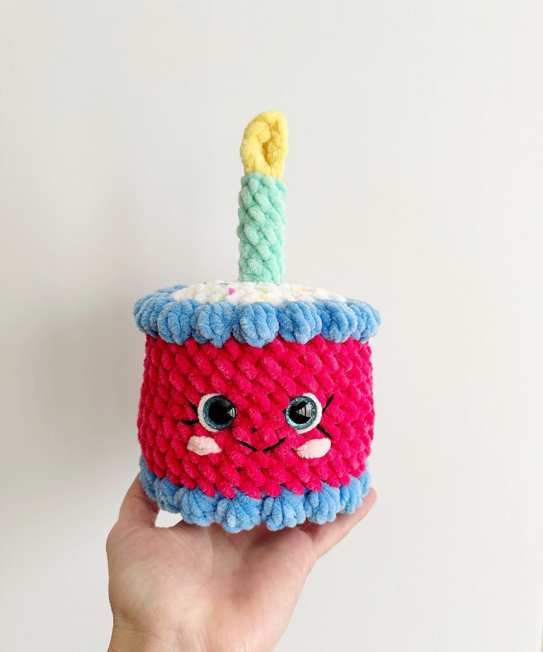 Crochet Birthday Cake Softie Plushie/magenta Pink Stuffed Cake/hand ...