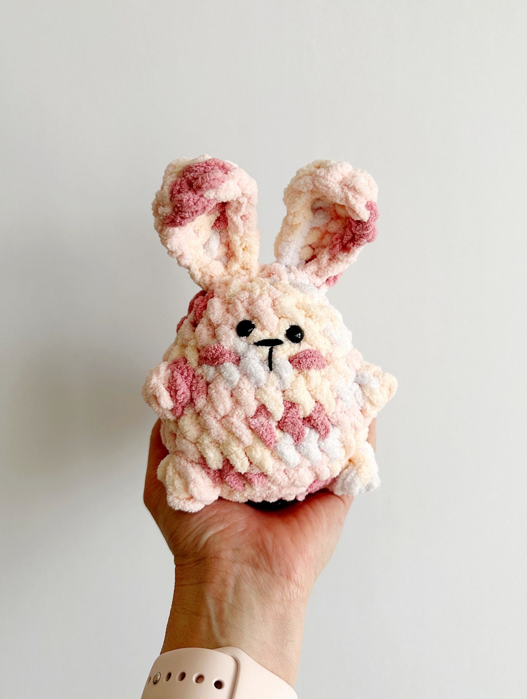 Crochet Bunny Rabbit/softie Plushie/pink White Stuffed Easter Toy/hand ...