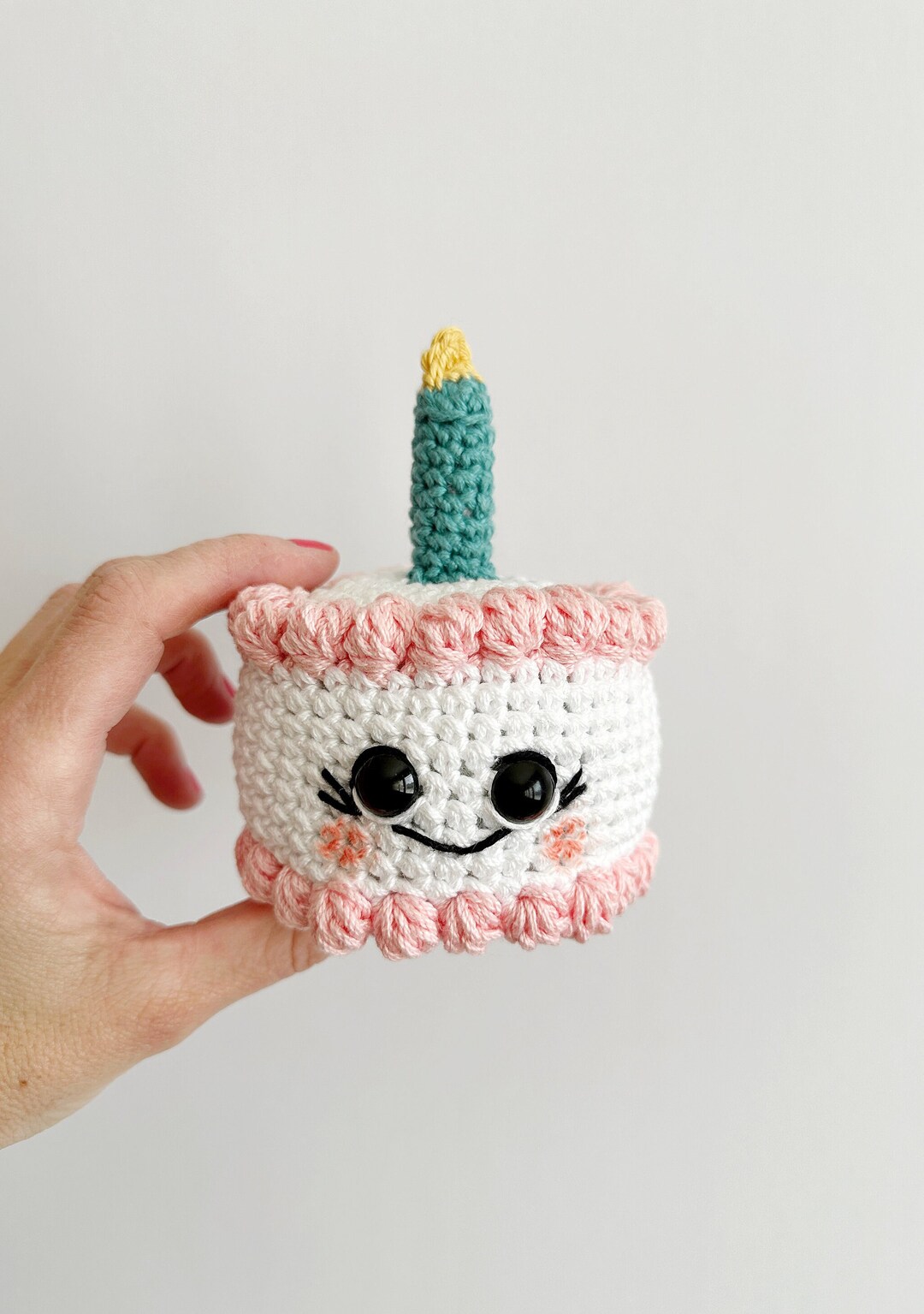 Crochet Birthday Cake Softie Plushie/white Pink Stuffed Cake/hand ...