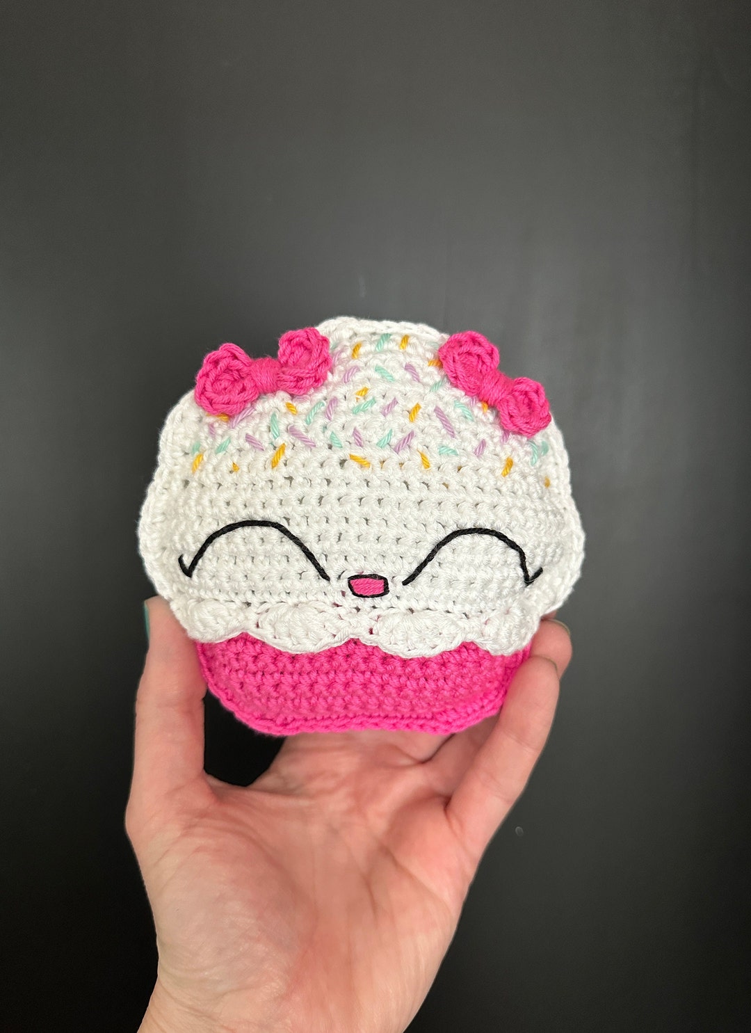 Crochet Cupcake/softie Plushie/pink White Stuffed Cupcake/hand ...