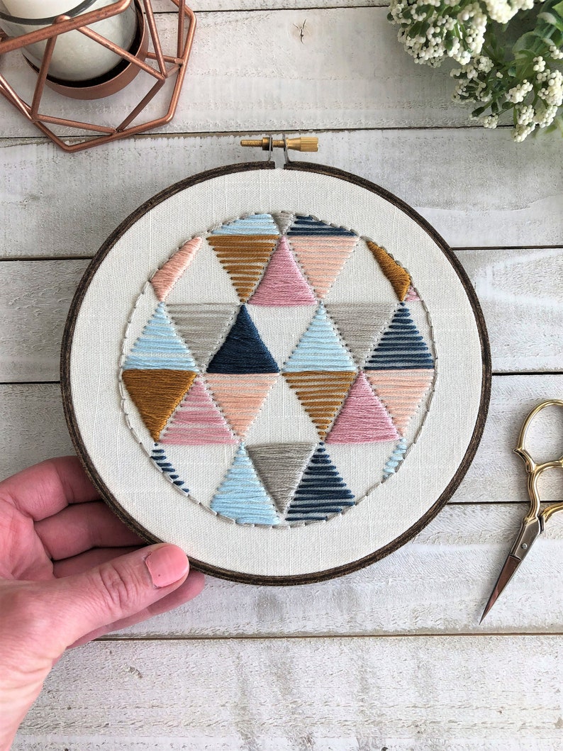 Hexagon Triangle Embroidery Hoop/Embroidery Wall Art/Hand | Etsy
