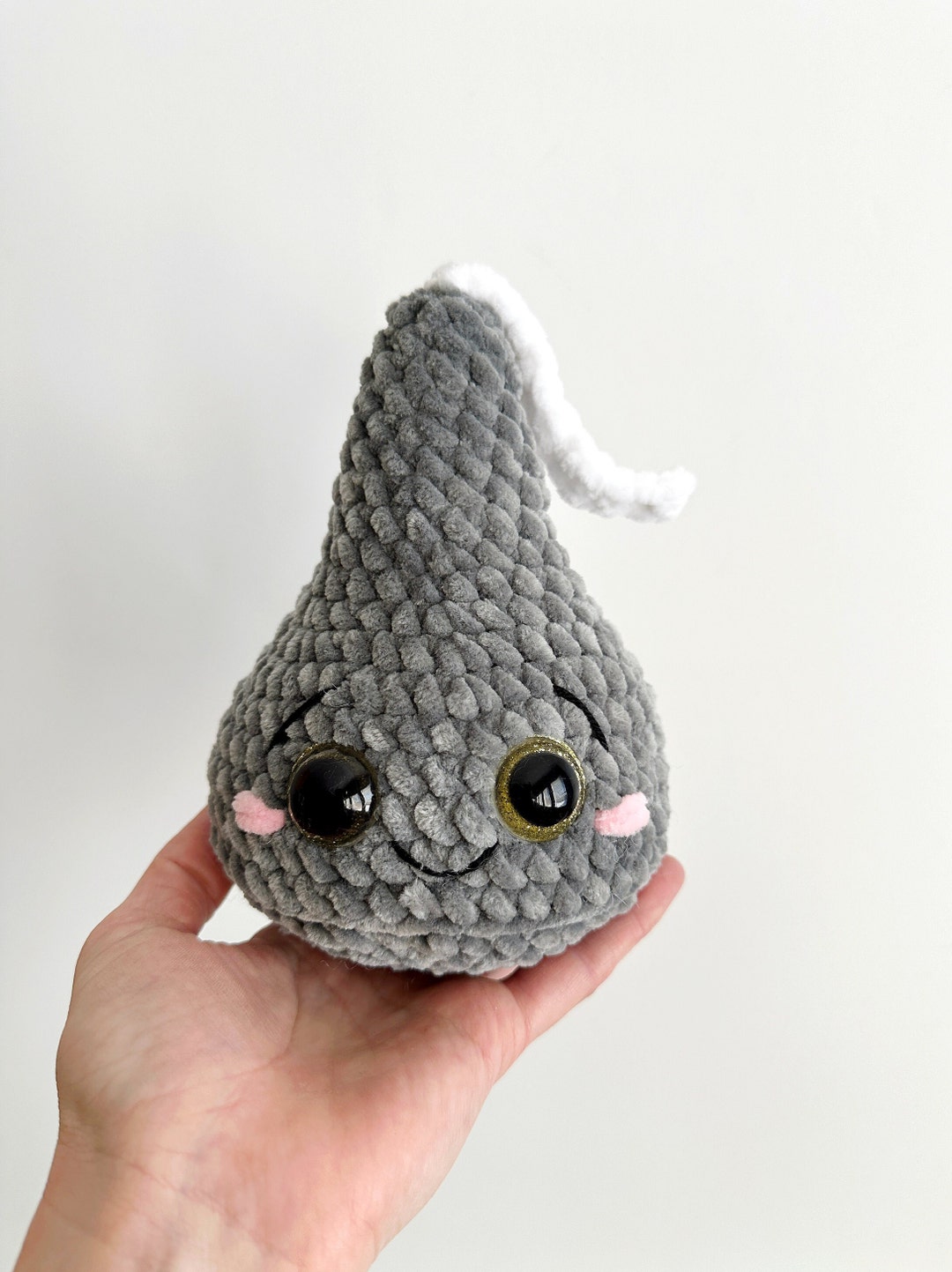 Crochet Hershey Kiss/softie Plushie/gray Stuffed Valentine Toy/hand ...