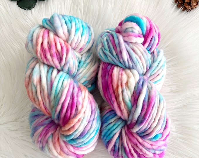 Hand Dyed-super BULKY MEGA Fluff Single Ply Yarn/127 Yds 230 Gram Skein ...