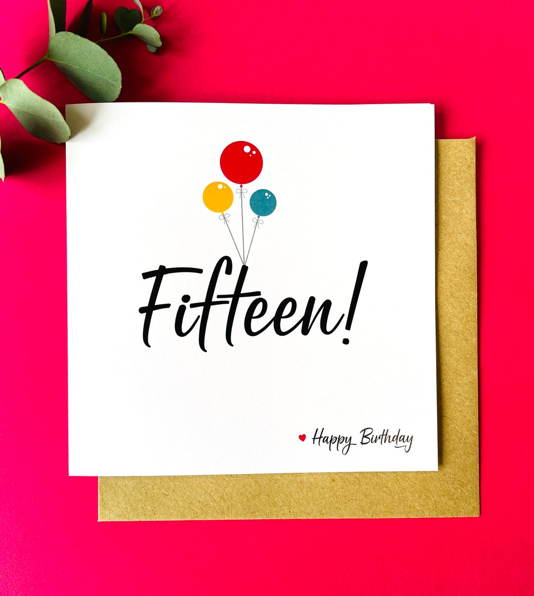 15th Birthday Card: Modern Balloons, Teen Girl - Etsy