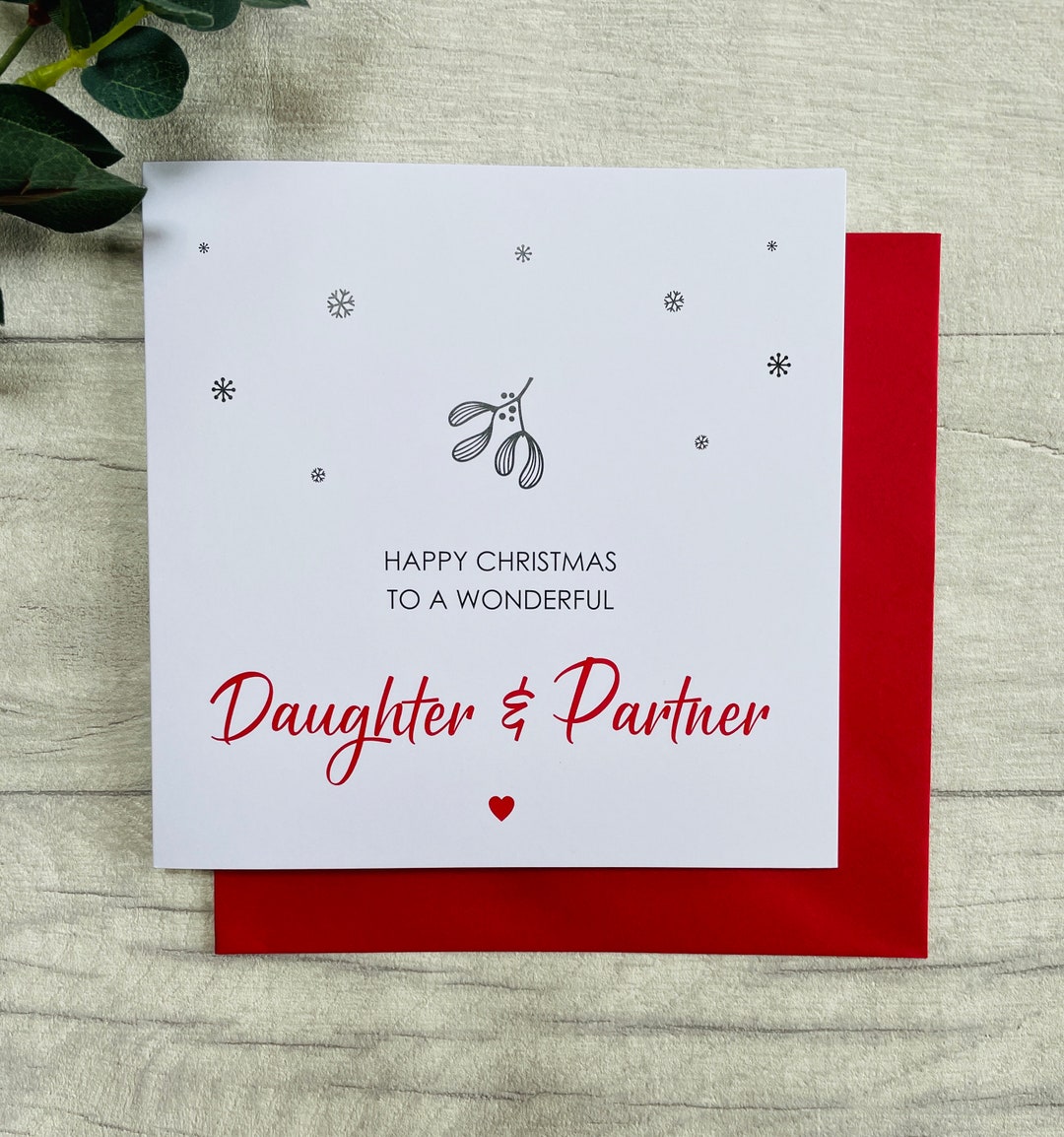 Wonderful Daughter & Partner, Christmas Card - Etsy UK