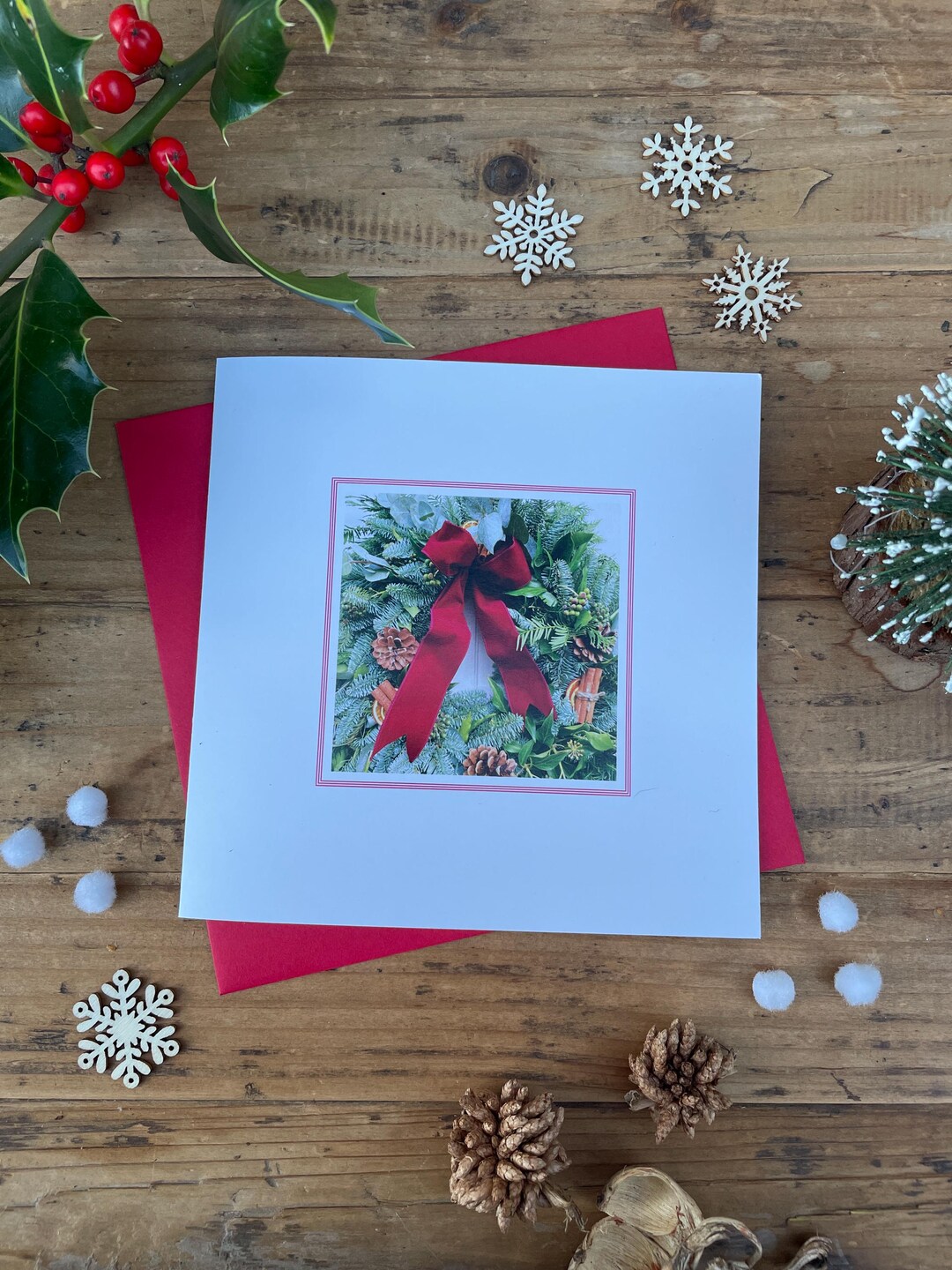 Blank Christmas Card Open Christmas Card Wreath Christmas Card Family ...