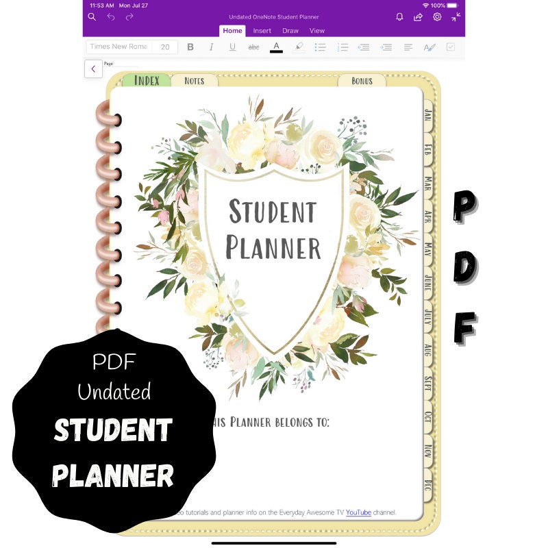 Student Planner Digital PDF Planner Undated for Goodnotes - Etsy
