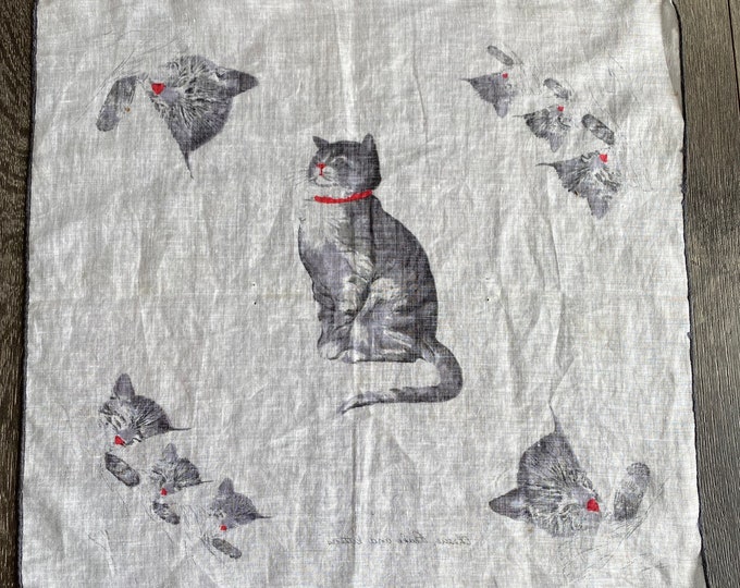 Chessie Peake and Kittens C&O Railroad Hanky Handkerchief Vintage Cat ...