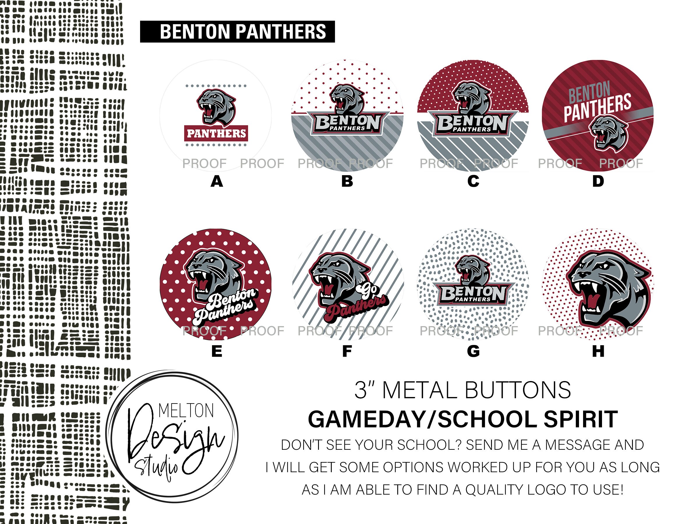 CUSTOM Team Gameday School Spirit 3 Metal Buttons - Etsy