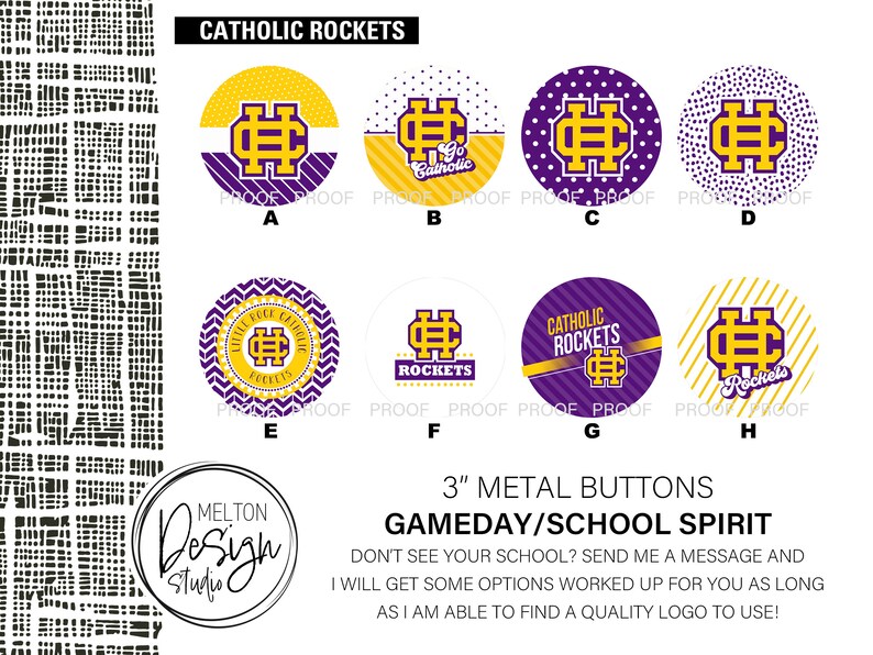 CUSTOM Team Gameday School Spirit 3 Metal Buttons - Etsy