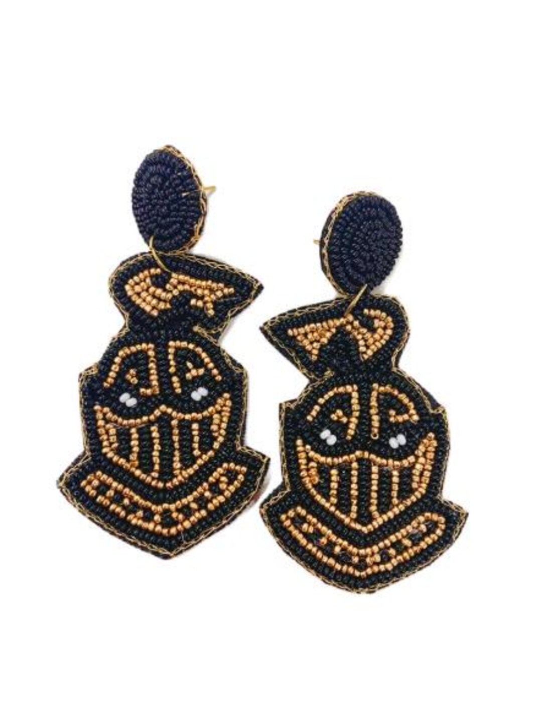 WMCS West Memphis Christian School Black Knights Beaded Earrings - Etsy