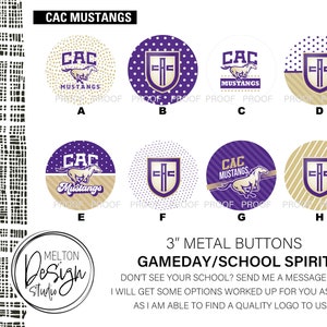 CUSTOM Team Gameday School Spirit 3 Metal Buttons - Etsy