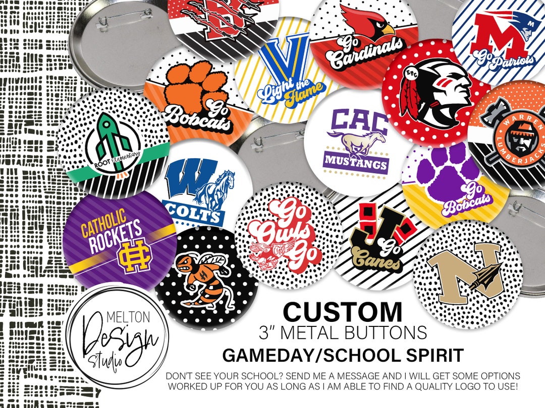 CUSTOM Team Gameday School Spirit 3 Metal Buttons - Etsy