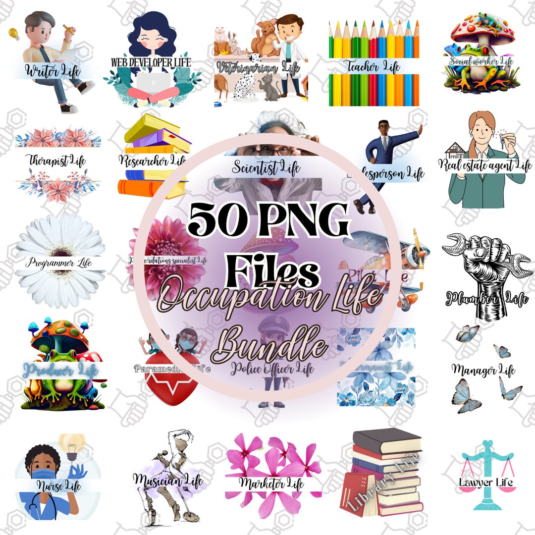 Occupation Life Bundle 50 PNG Files Sublimation Digital Downloads - Etsy
