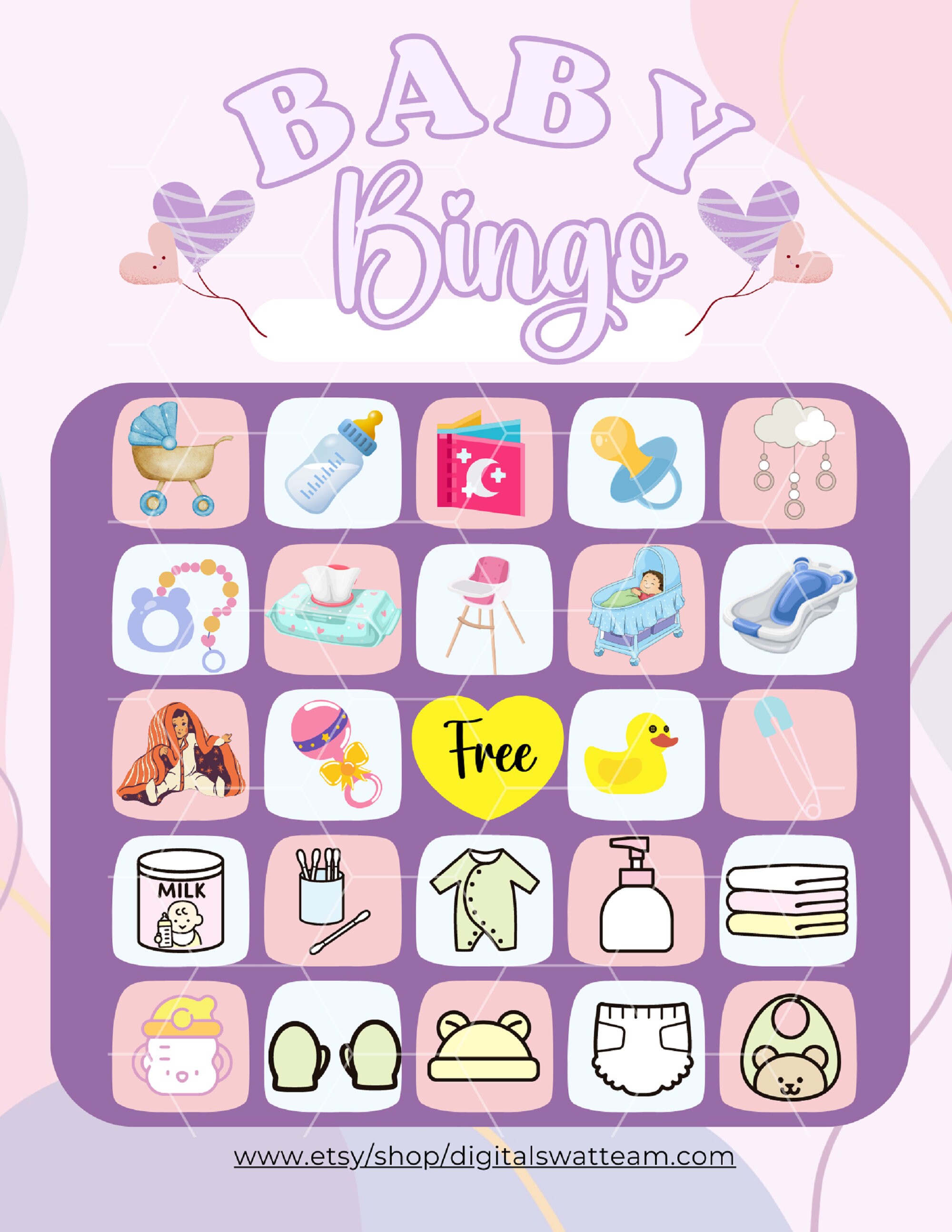 Baby Bingo 40 Printable Cards Markers Digital Download Baby Shower PDF ...