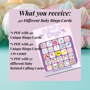 Baby Bingo 40 Printable Cards Markers Digital Download Baby Shower PDF ...