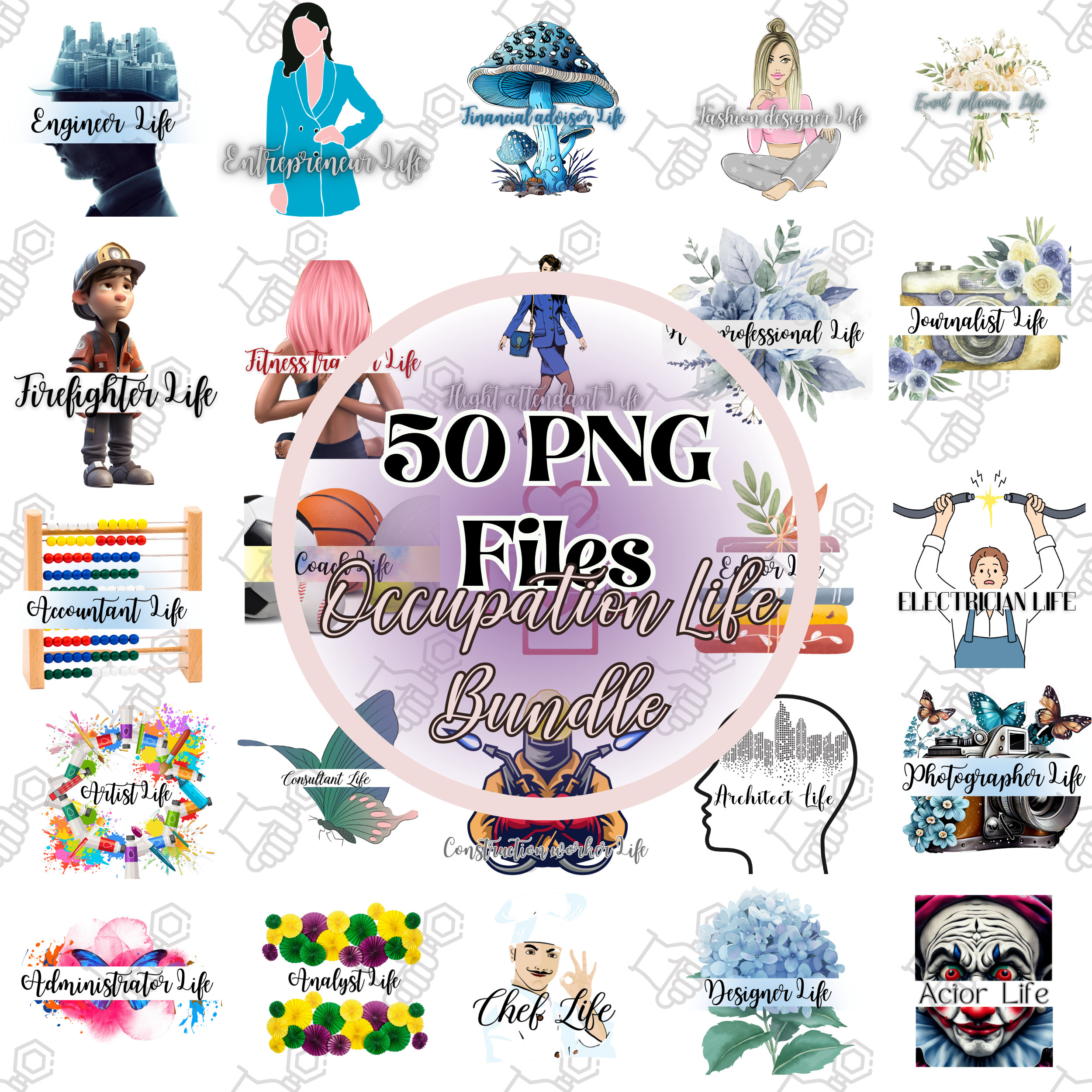 Occupation Life Bundle 50 PNG Files Sublimation Digital Downloads - Etsy