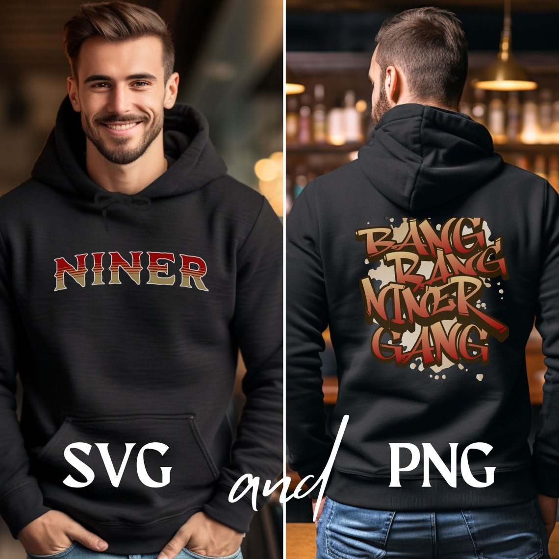 Bang Bang Niner Gang Old Skool SVG PNG Latina Svg, Game Day Football ...