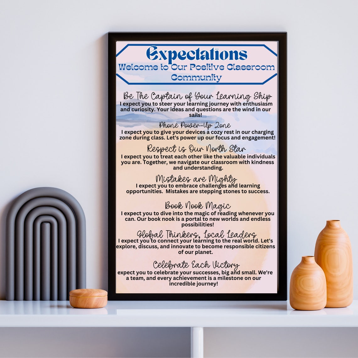 Classroom Expectations Poster, Printable Classroom Rules (digital ...