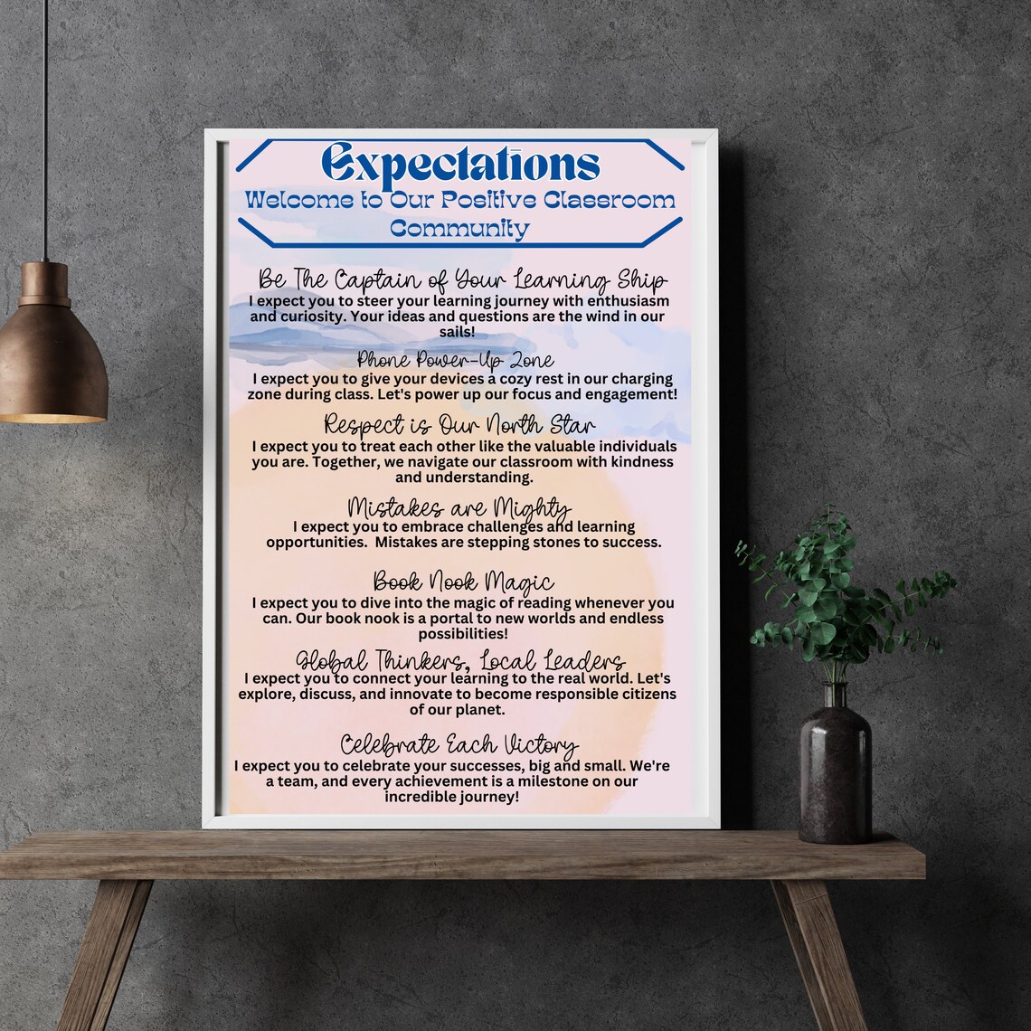 Classroom Expectations Digital Wall Sign Printable Poster Classroom ...