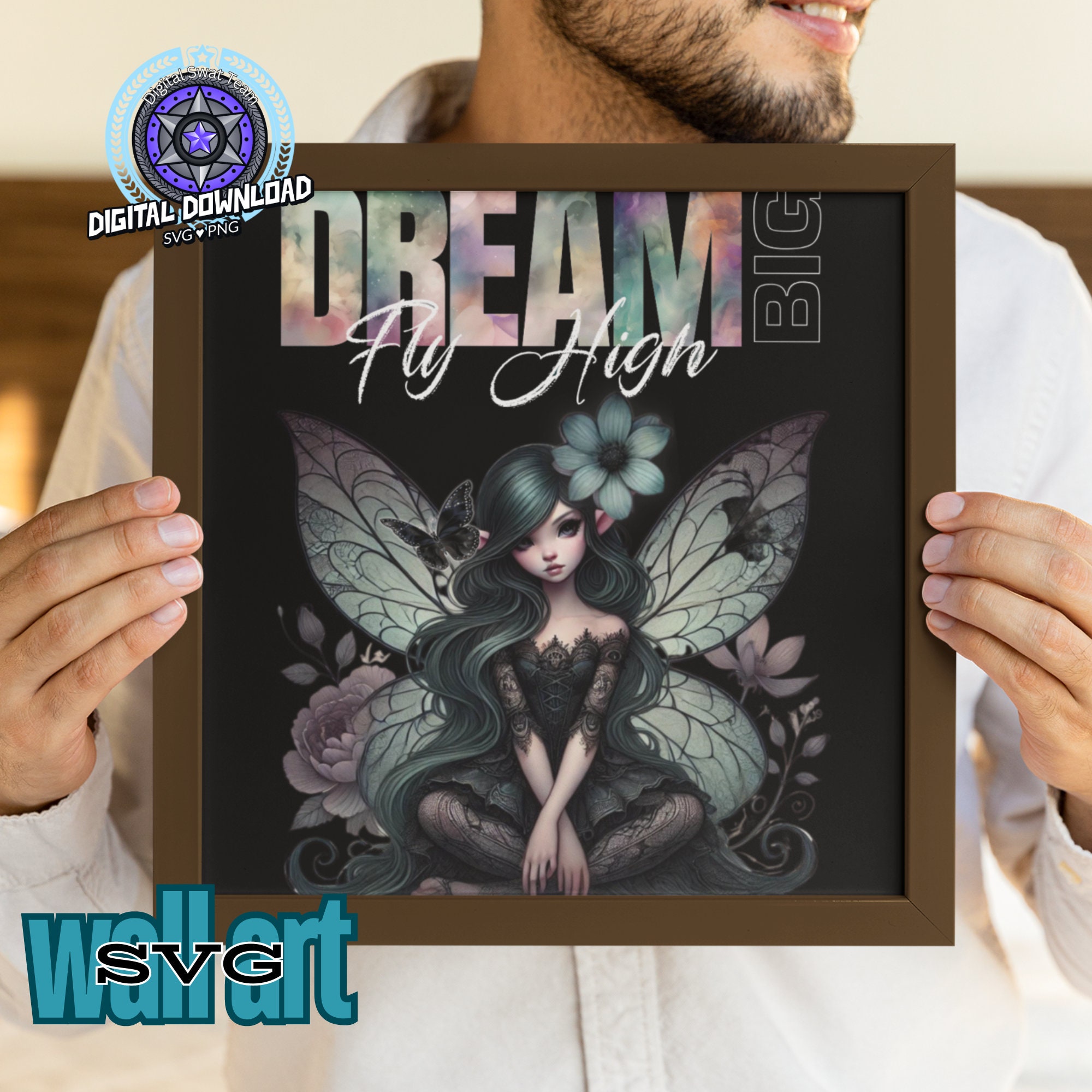 Teal Goth Fairy Clipart PNG SVG Instant Download Clipart Fantasy Art ...