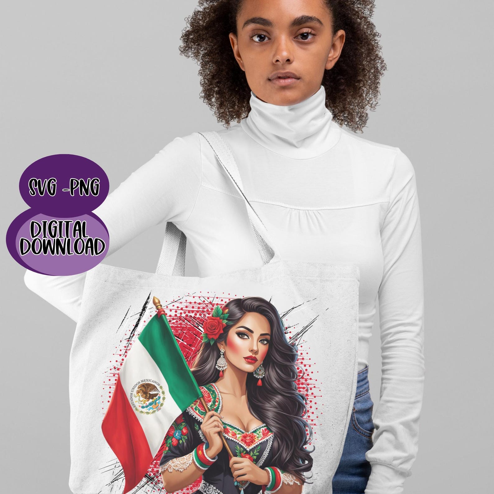 Chicana Flag Girl SVG PNG Files Digital Download Hispanic Culture ...