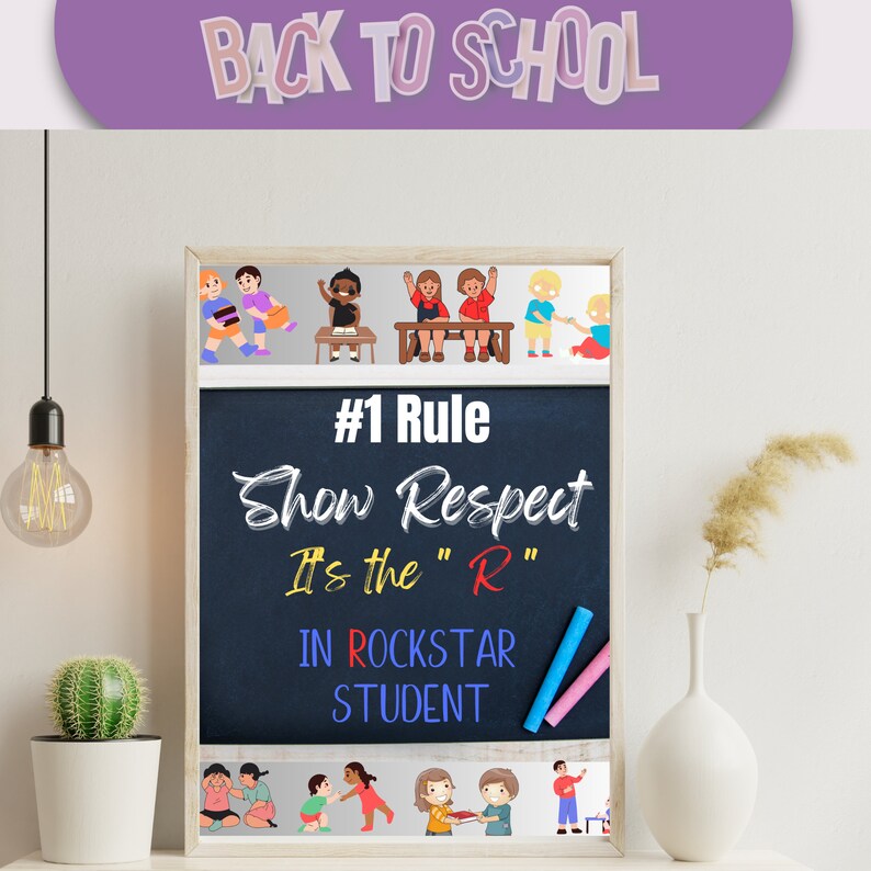 Classroom Décor Wall Sign Printable Poster Classroom Rules Black ...