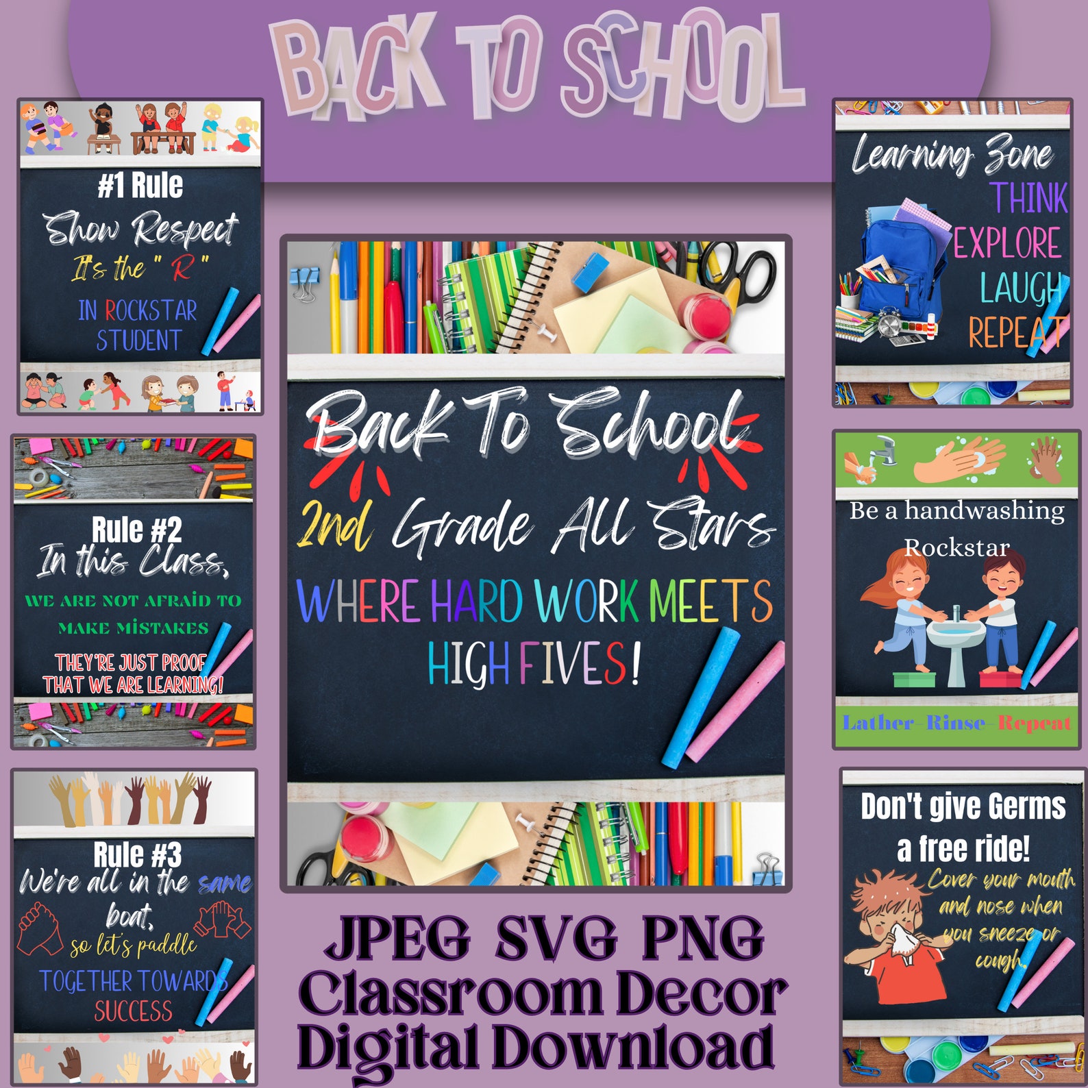 Classroom Décor Wall Sign Printable Poster Classroom Rules Black ...