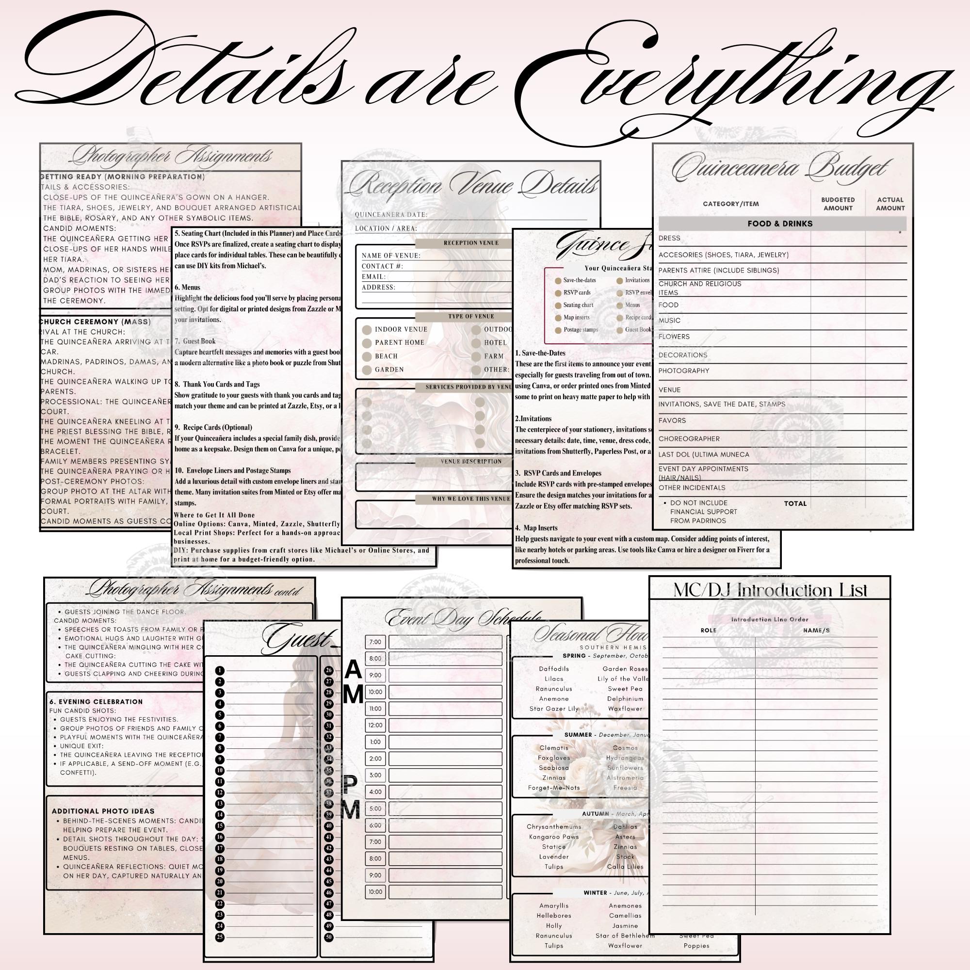 Ultimate Quinceañera Planner and Guide Book Quince Planning Checklist ...