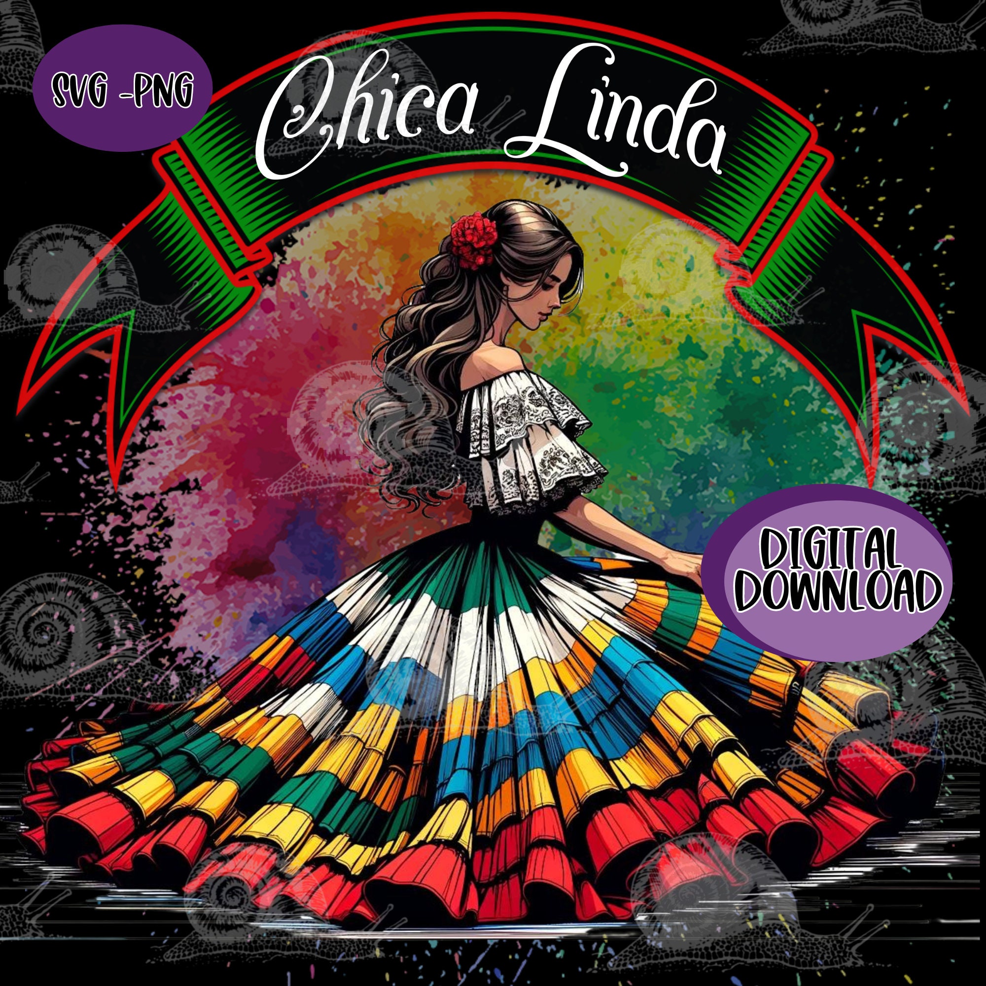 Mexican Sublimation SVG PNG Latina Svg Spanish Young Dancer Chica Linda ...