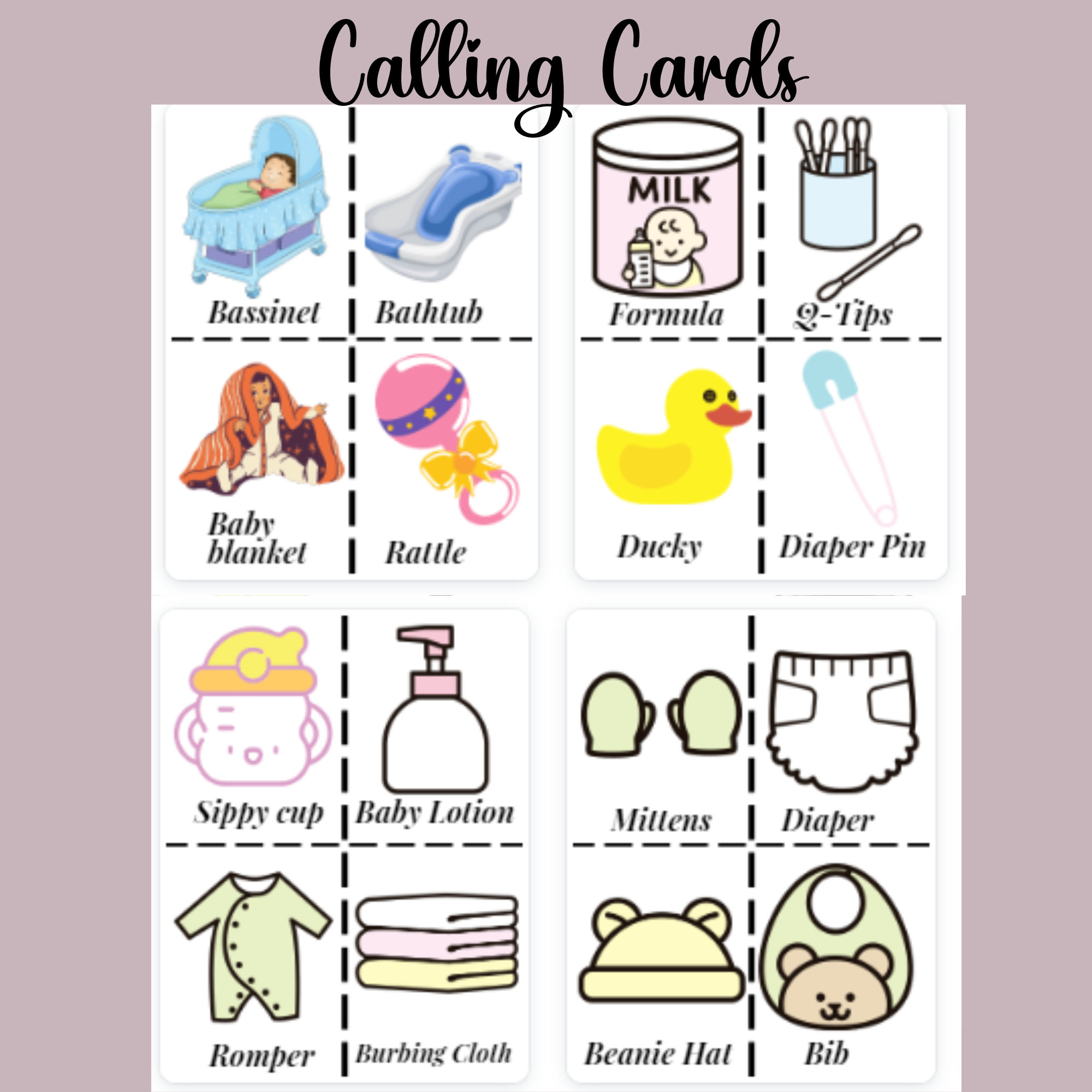 Baby Bingo 40 Printable Cards Markers Digital Download Baby Shower PDF ...