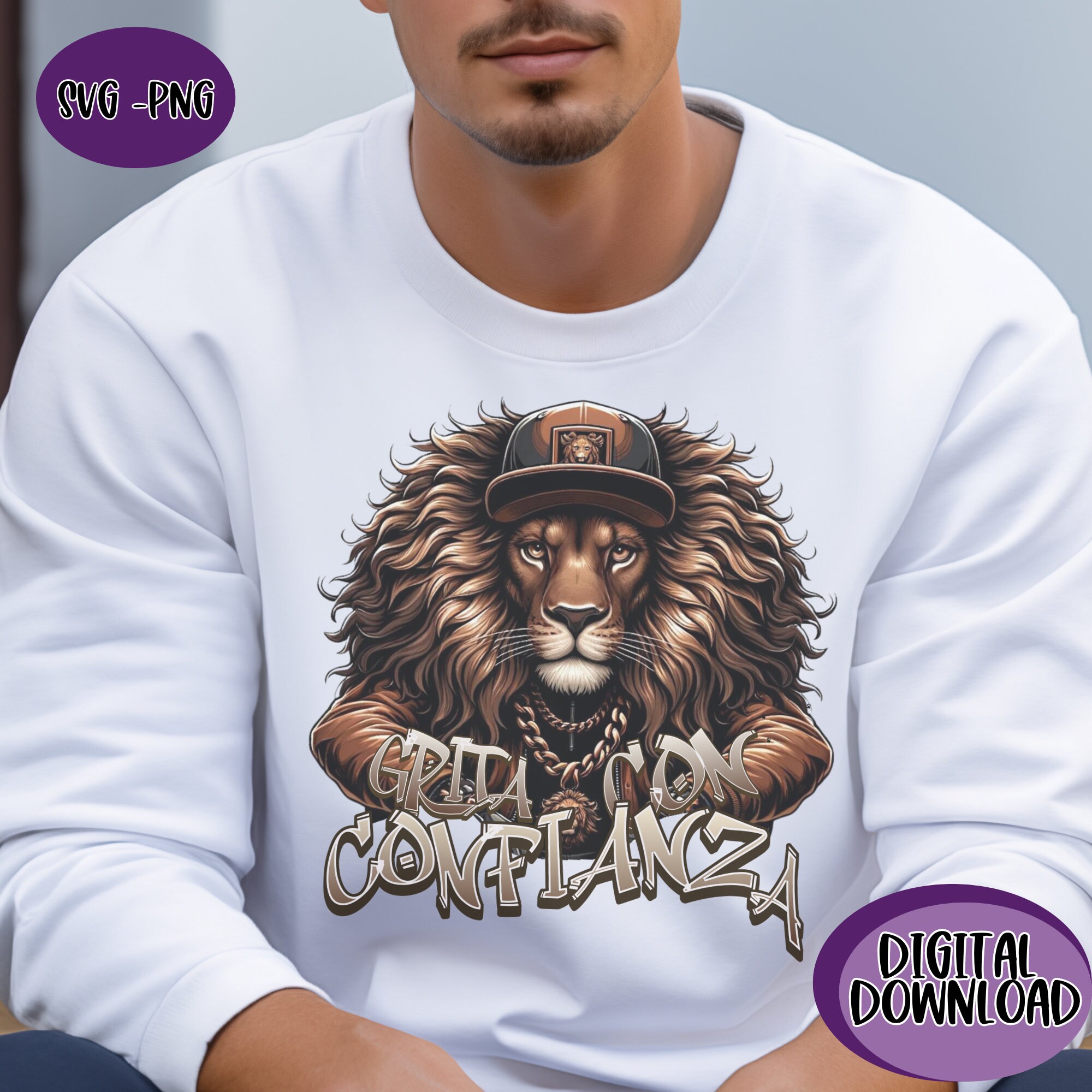 Lion SVG PNG Files Digital Download Hispanic Culture Anthropomorphic ...