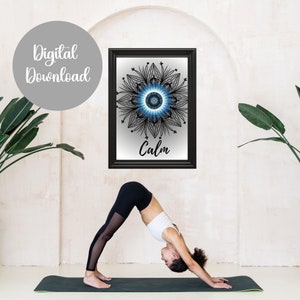 Digital Print Wall Art Printable Zen Motif "calm" Mono Color Mandala ...