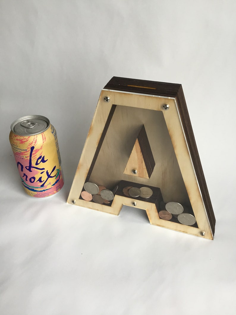 Letter Bank Kids Bank Money Coins Laser Cut Birch Plywood Bank Acrylic ...