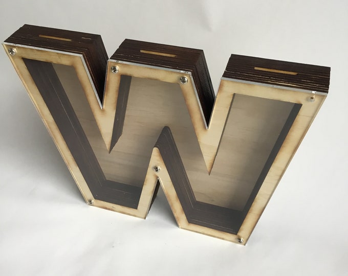 Letter Bank Kids Bank Money Coins Laser Cut Birch Plywood Bank - Etsy