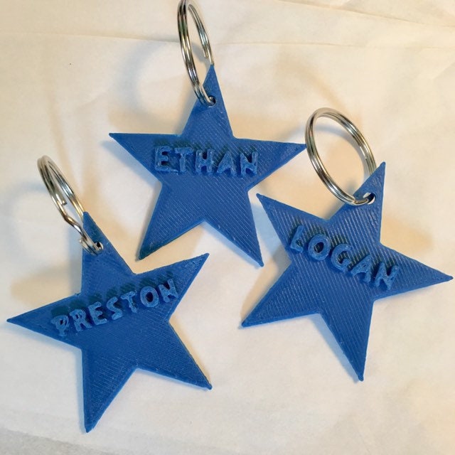 Star Personalized 3D Printed Keychain, Charm, Zipper Pull, Key Ring ...