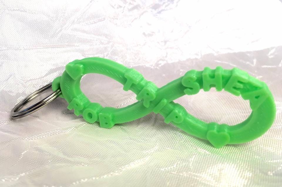 Infinity Keychain Zipper Pull key ring 3D Printed & | Etsy