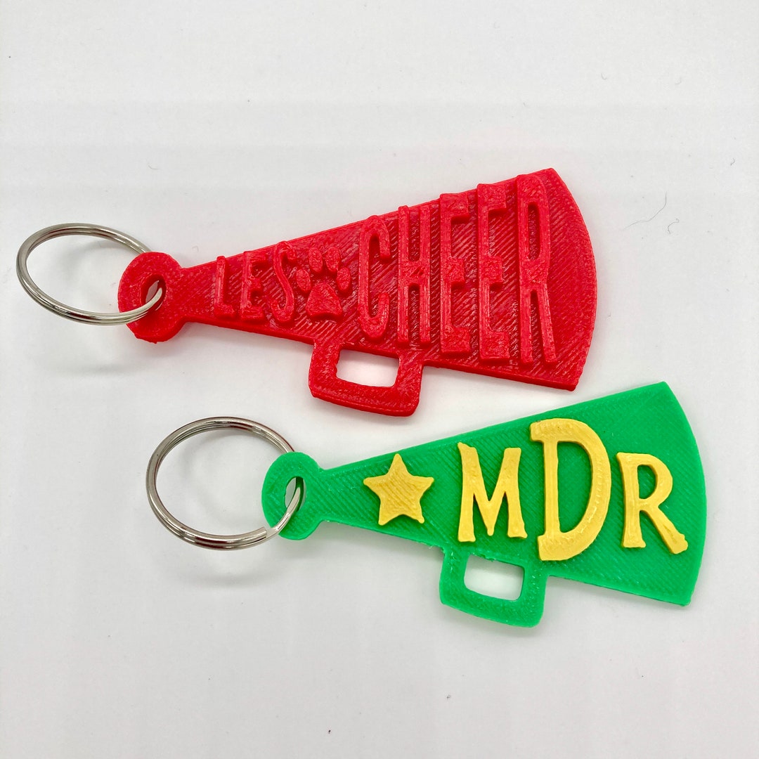 Cheerleader Megaphone Name Keychain, Bag Zipper Pull, 3D Printed ...
