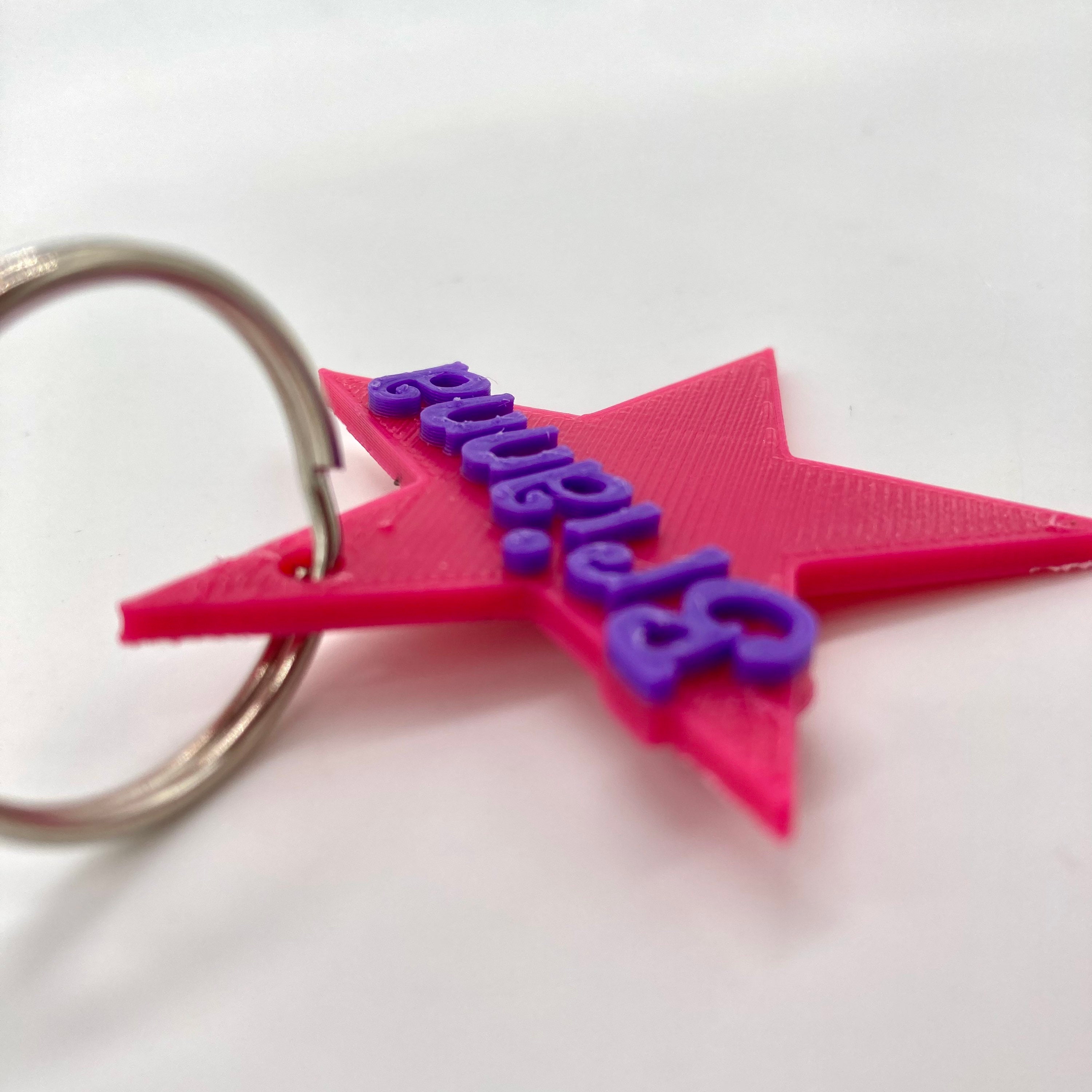 Star Personalized 3D Printed Keychain, Charm, Zipper Pull, Key Ring ...