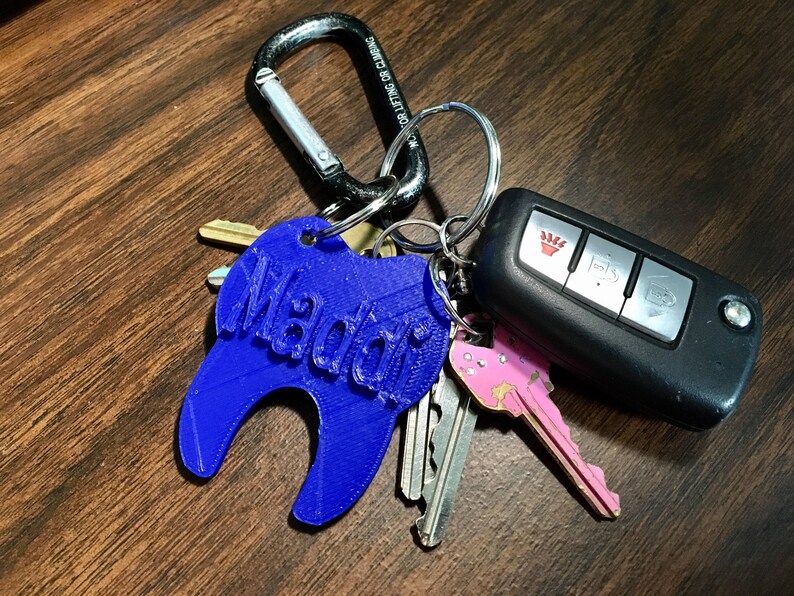 Personalized Tooth Shaped Keychain/zipper Pull 3D Printed *great for ...