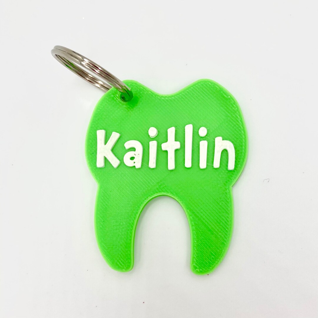 Personalized Tooth Shaped Keychain/zipper Pull 3D Printed *great for ...