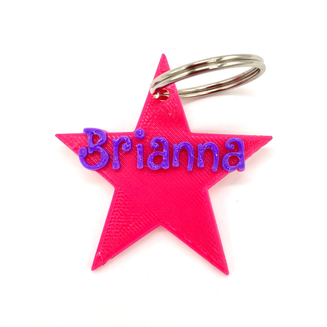Star Personalized 3D Printed Keychain, Charm, Zipper Pull, Key Ring ...