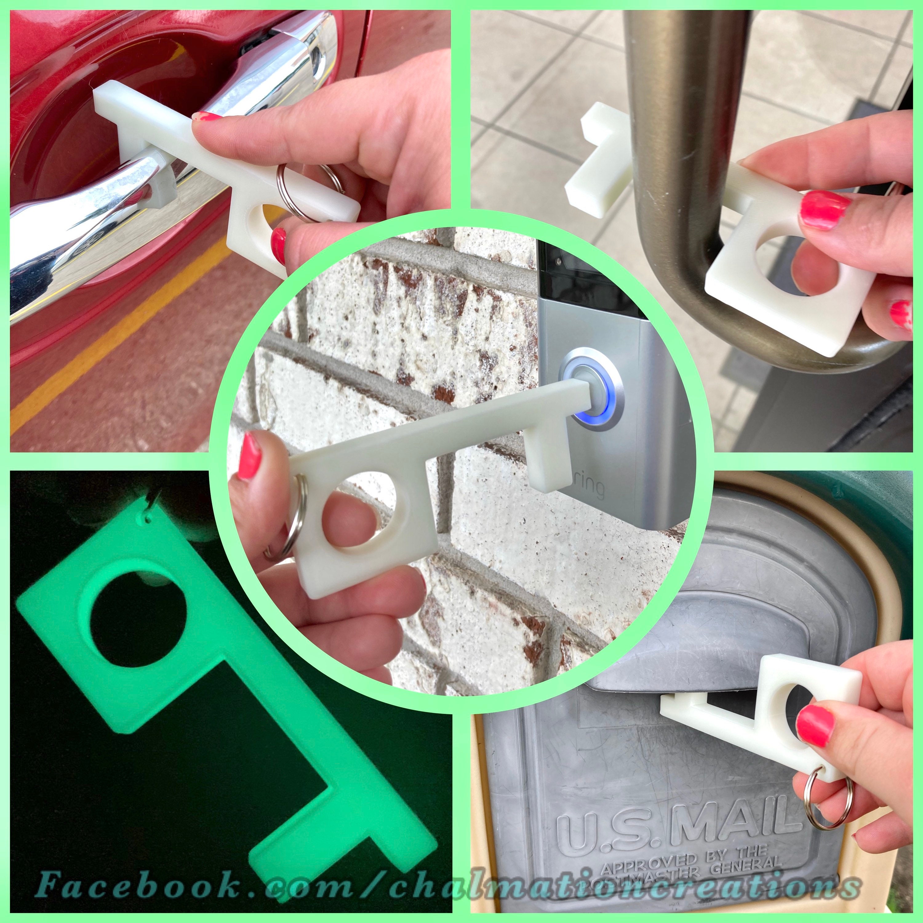 Door Holder Hook & Button Pusher 3D Printed Keychain Germ | Etsy