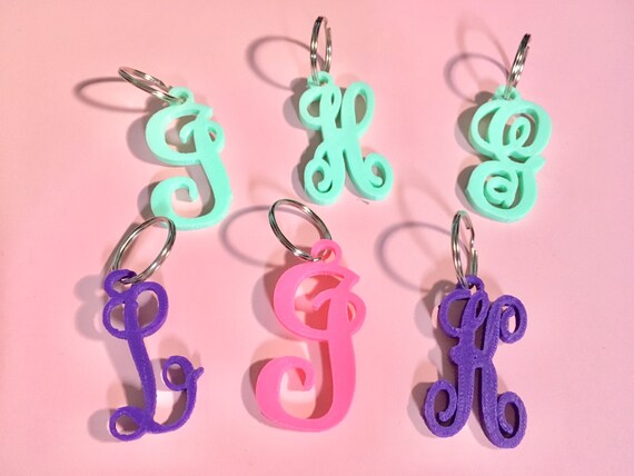 Letter Initial Monogram Keychain Zipper pulls 3D Printed | Etsy