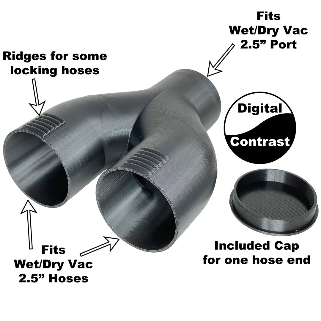 2.5" Wet/dry Vac Port to (2) 2.5" Wet/dry Vac Hoses, Y-adapter, 3D ...