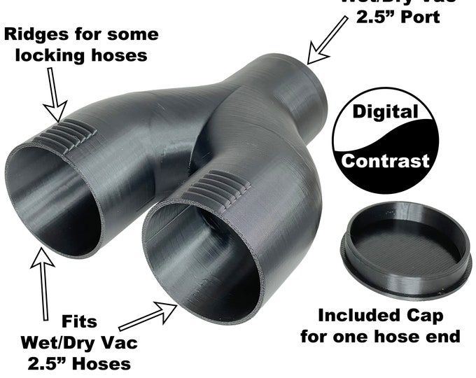 2.5" Wet/dry Vac Port to (2) 2.5" Wet/dry Vac Hoses, Y-adapter, 3D ...