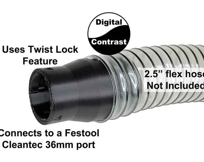 Hose Adapter, Festool Cleantec 36mm Port to 2.5 Flex or 2.5 Wet/dry Vac ...