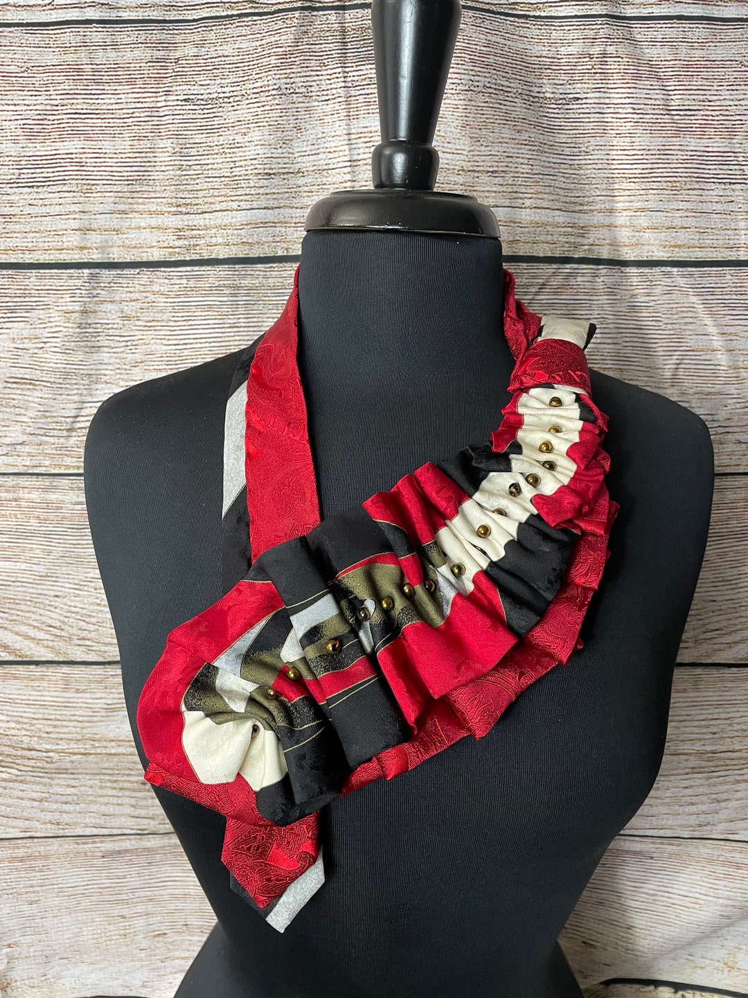 Red & Black ART DECO Necktie Necklace Silk Ties Women's Silk Necktie ...