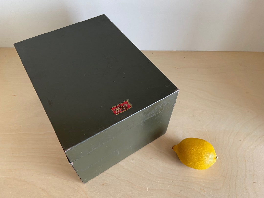 Vintage Metal Army Green Card Box | Alphabetical Dividers Weis - Etsy